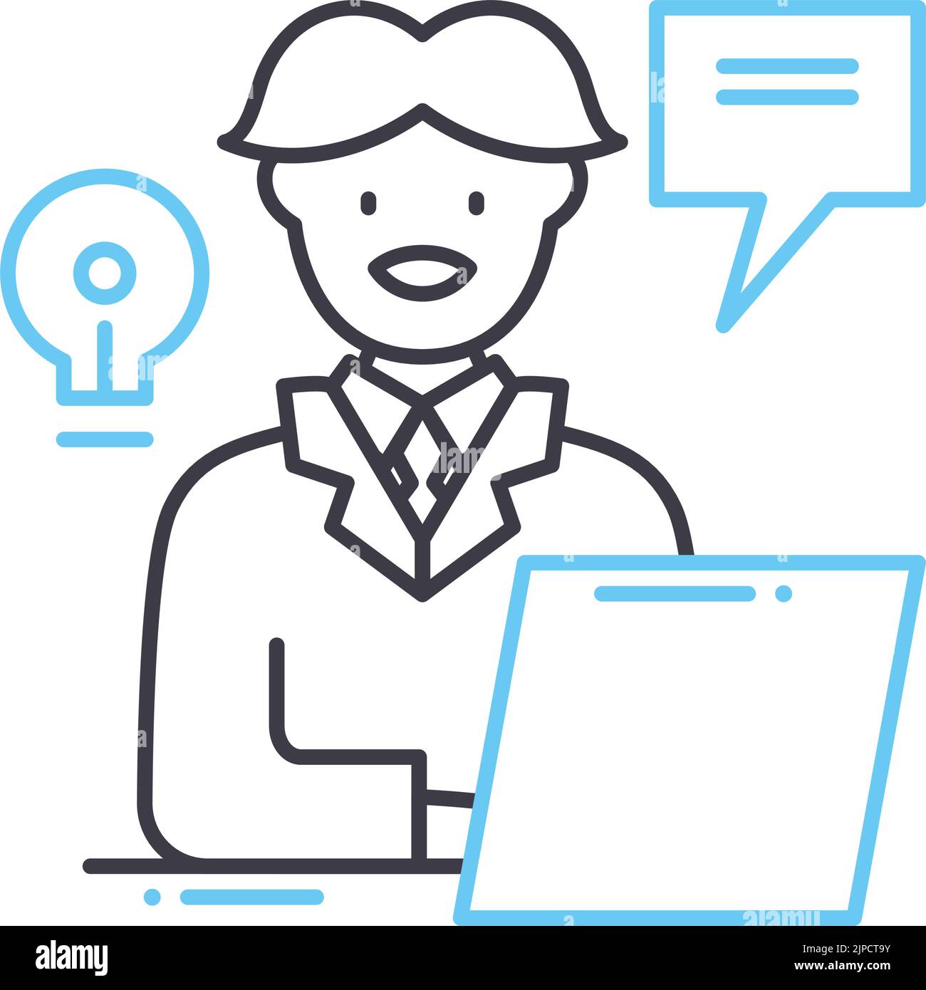 manager line icon, outline symbol, vector illustration, concept sign ...