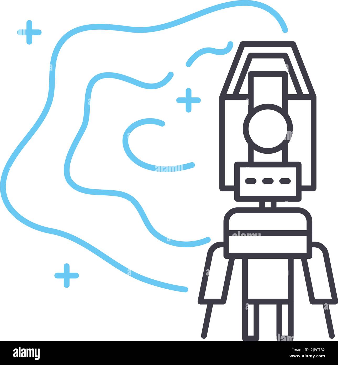 geodetic research line icon, outline symbol, vector illustration ...
