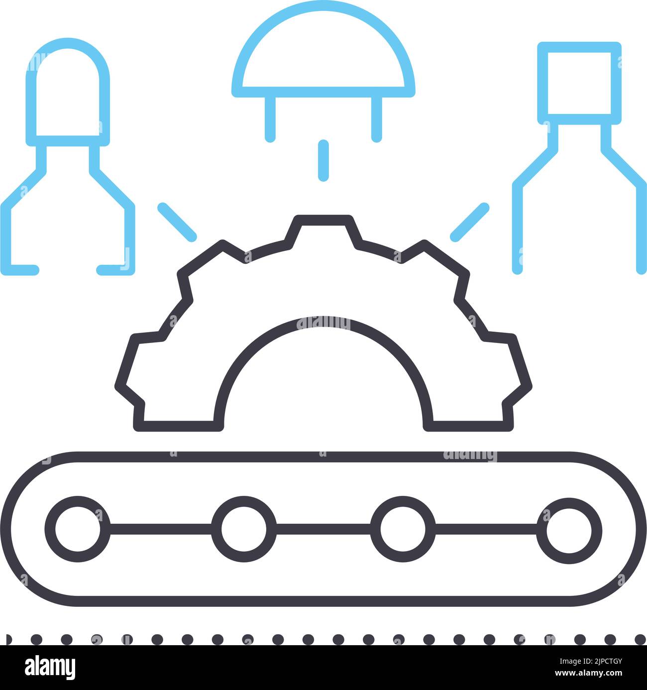 flexible essembly system line icon, outline symbol, vector illustration ...