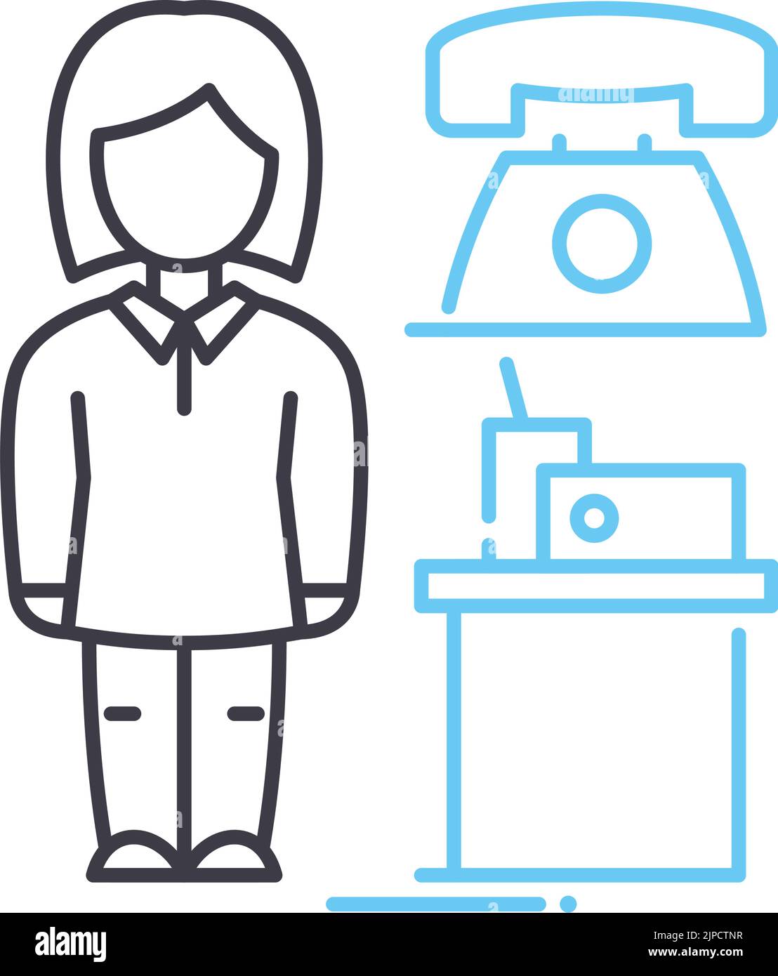 hotel receptionist line icon, outline symbol, vector illustration ...