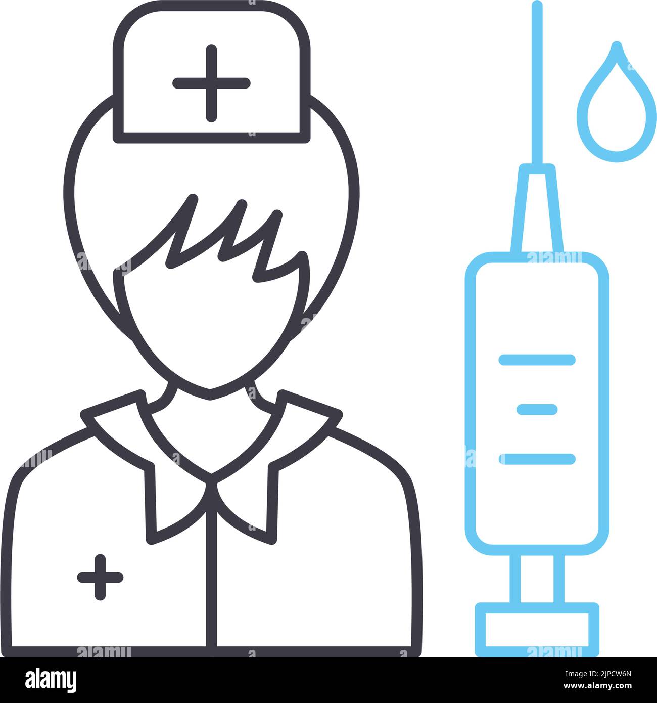 nurse line icon, outline symbol, vector illustration, concept sign ...