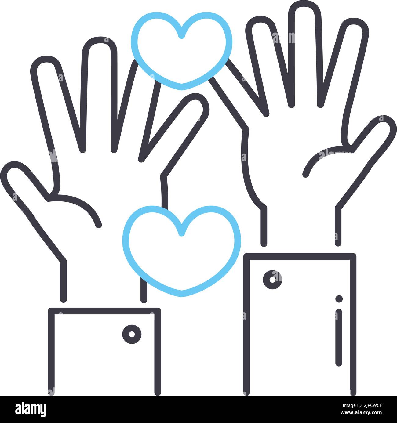 volunteering line icon, outline symbol, vector illustration, concept ...