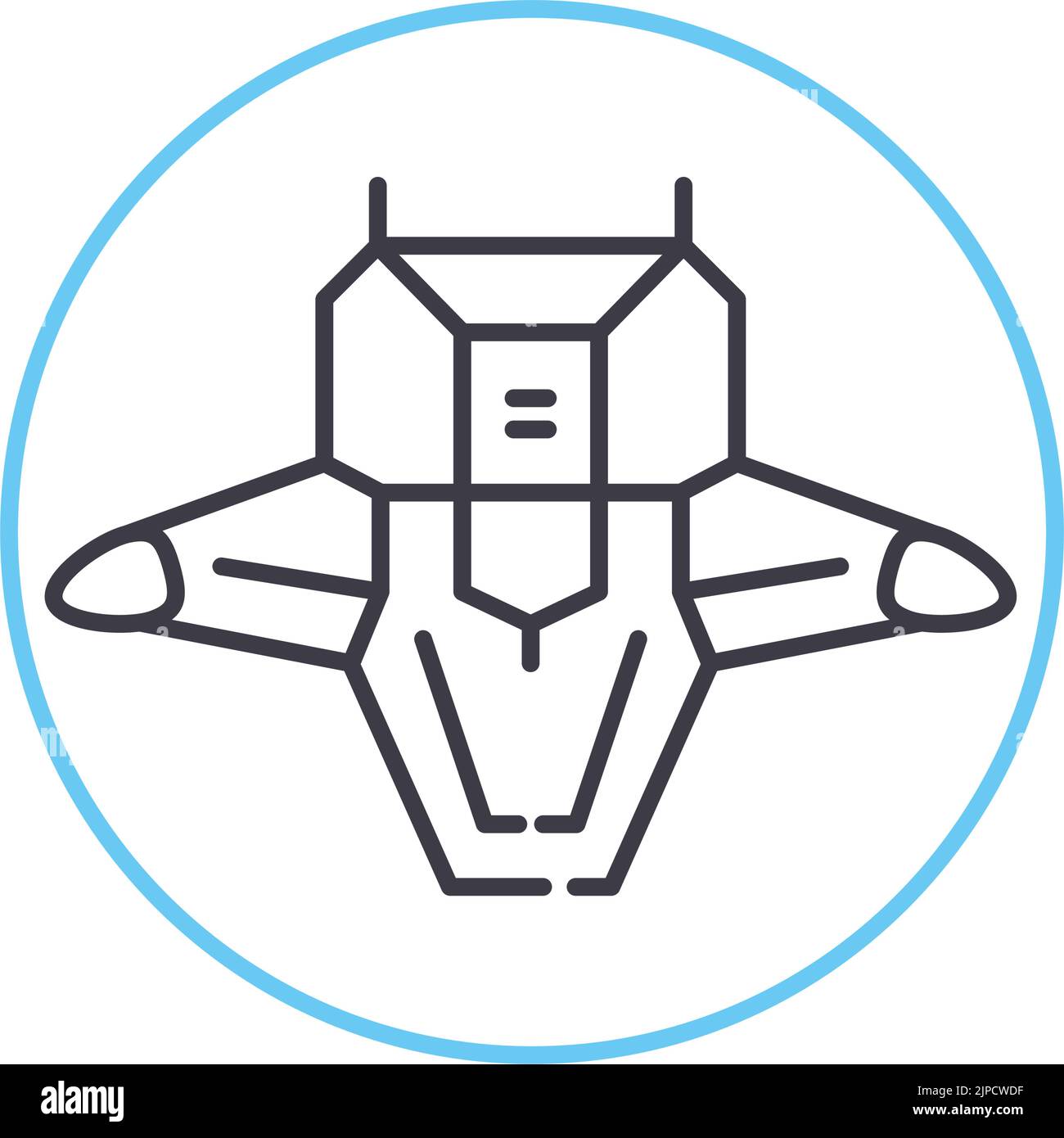 space interceptor line icon, outline symbol, vector illustration ...