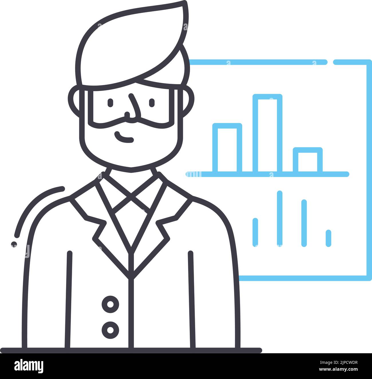 manager line icon, outline symbol, vector illustration, concept sign ...