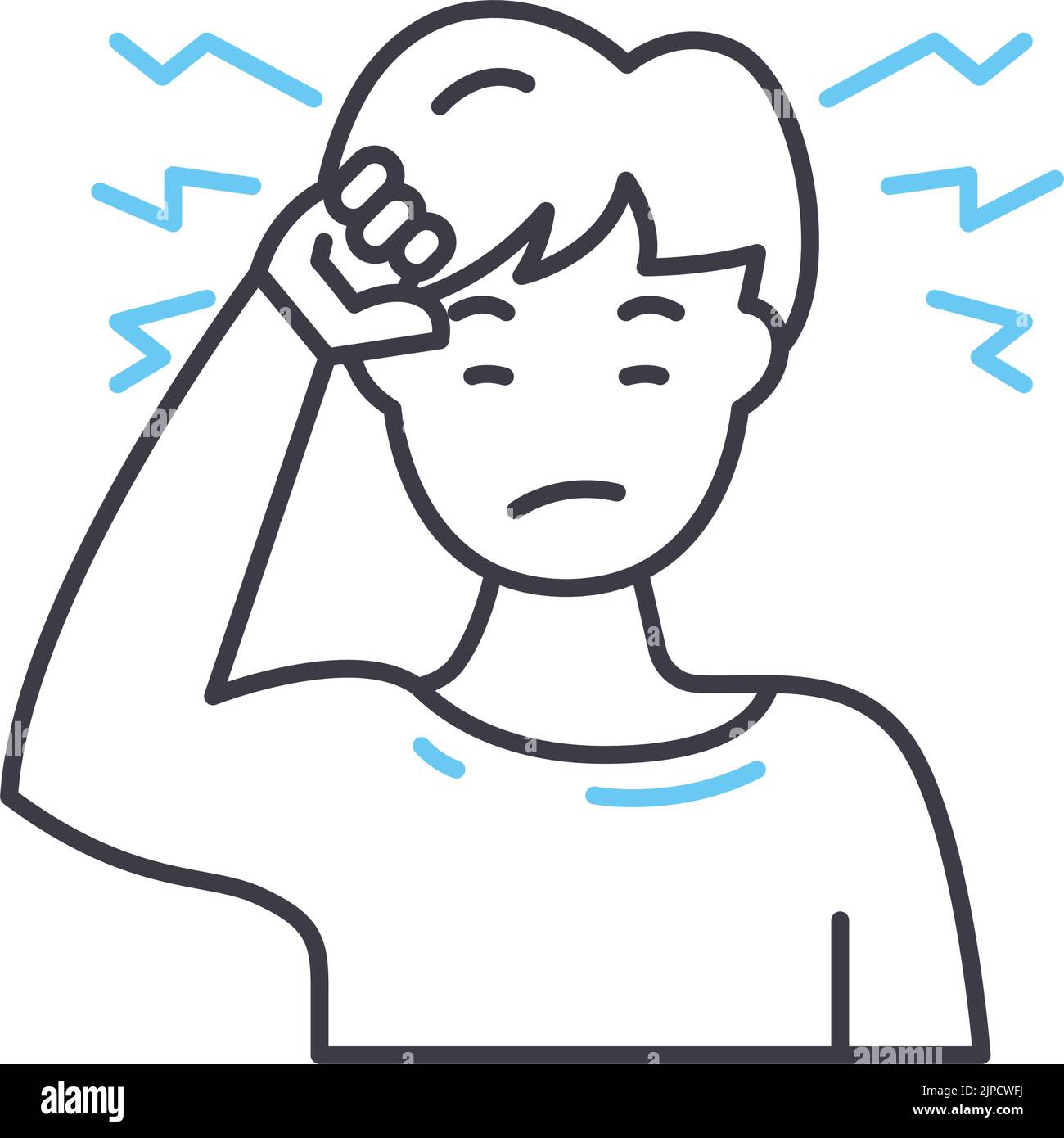 headache line icon, outline symbol, vector illustration, concept sign ... headache line icon, outline symbol, vector illustration, concept sign ...