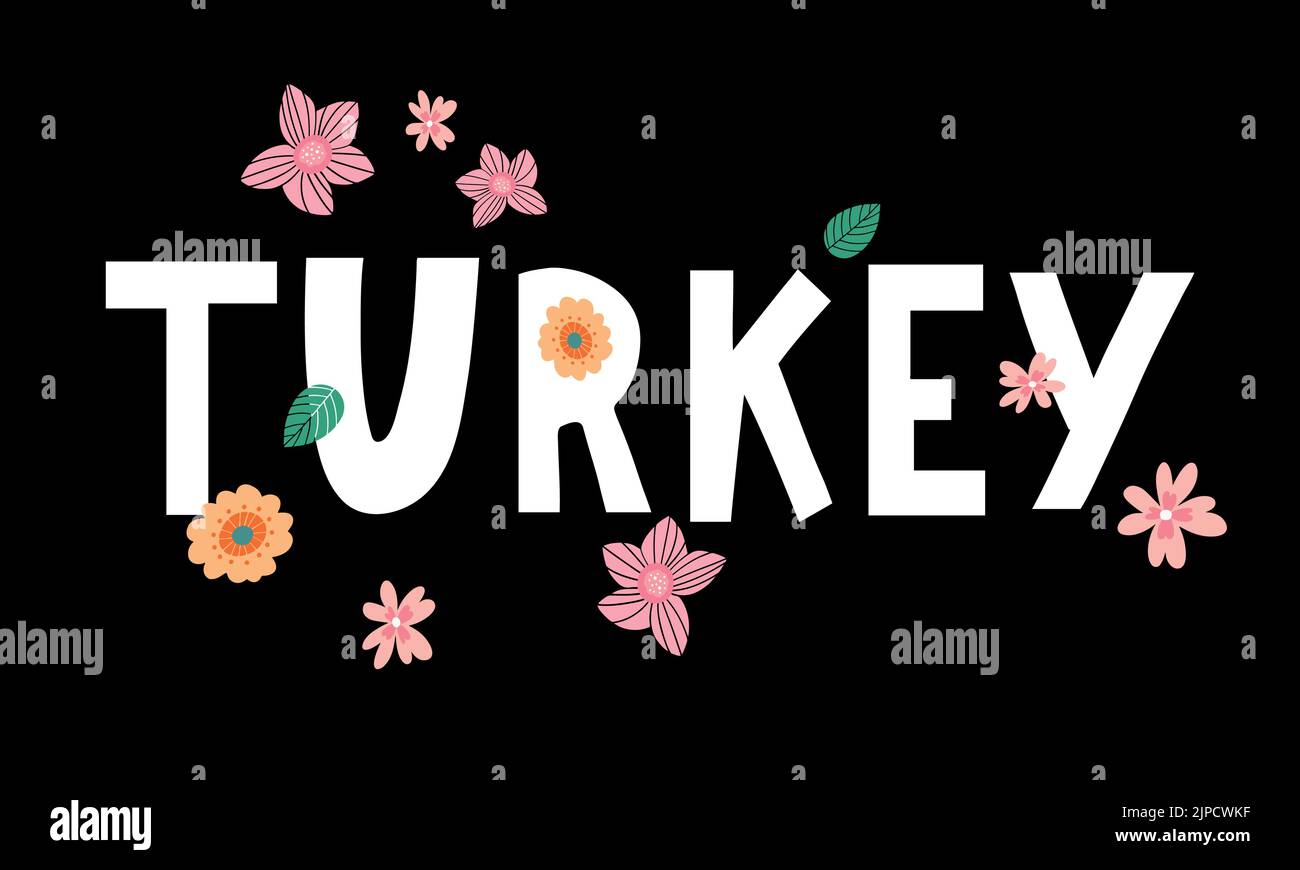 Turkey Lettering. Handwritten name of the country. Vector design ...