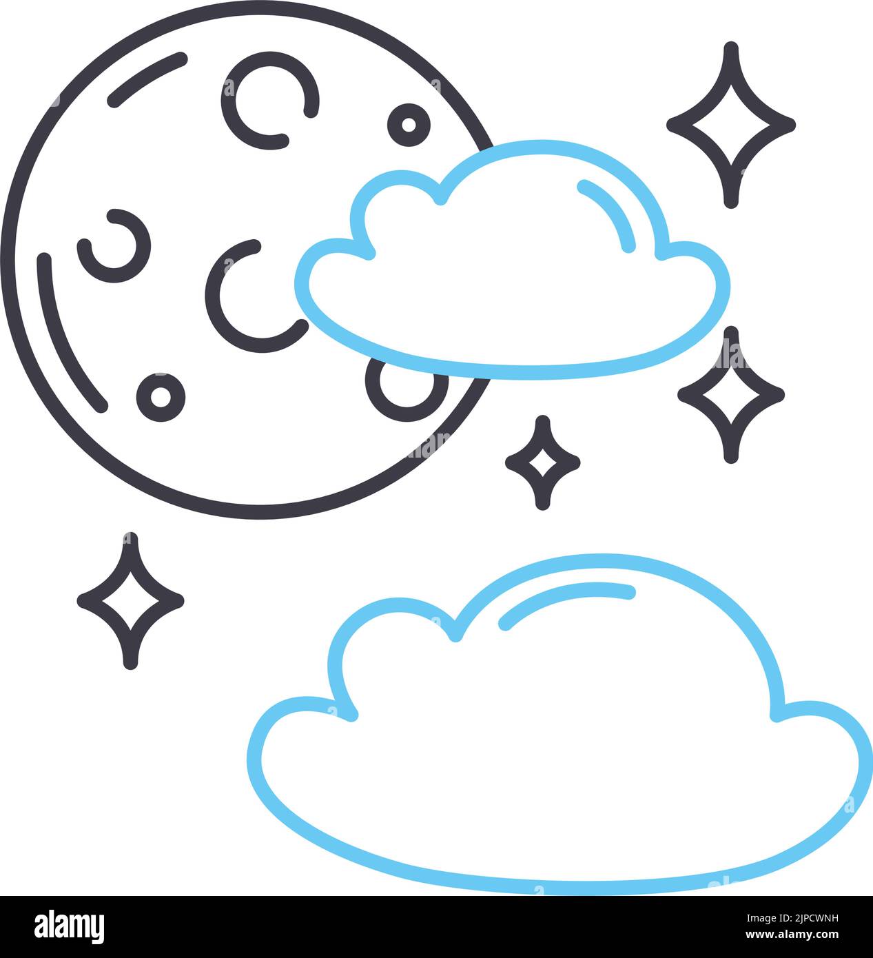 moon line icon, outline symbol, vector illustration, concept sign Stock ...