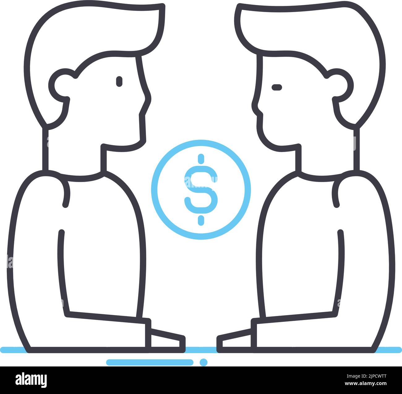 money meeting line icon, outline symbol, vector illustration, concept ...
