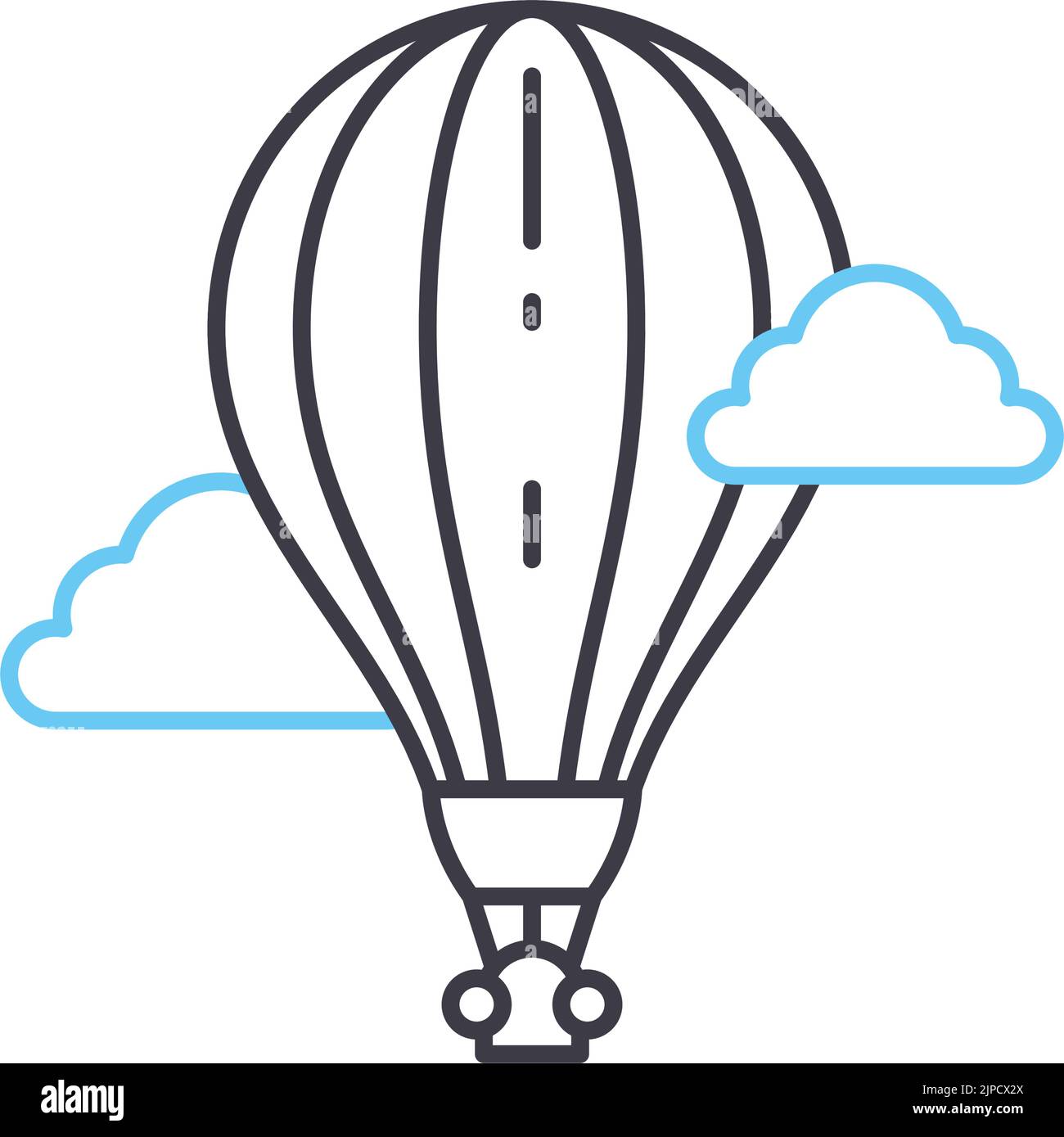 hot air baloon line icon, outline symbol, vector illustration, concept ...