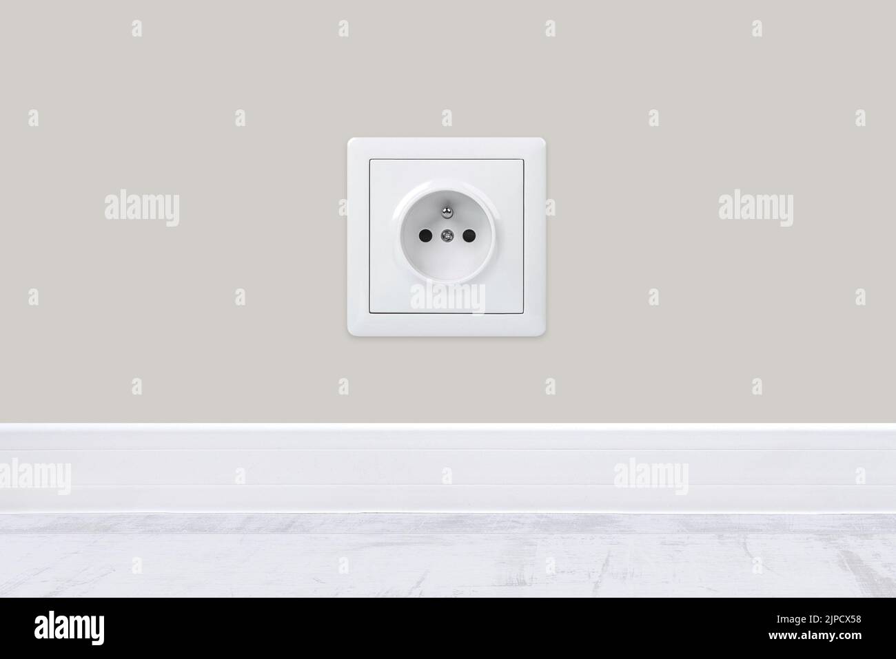 White power outlet isolated in wall. Single socket, no people Stock ...
