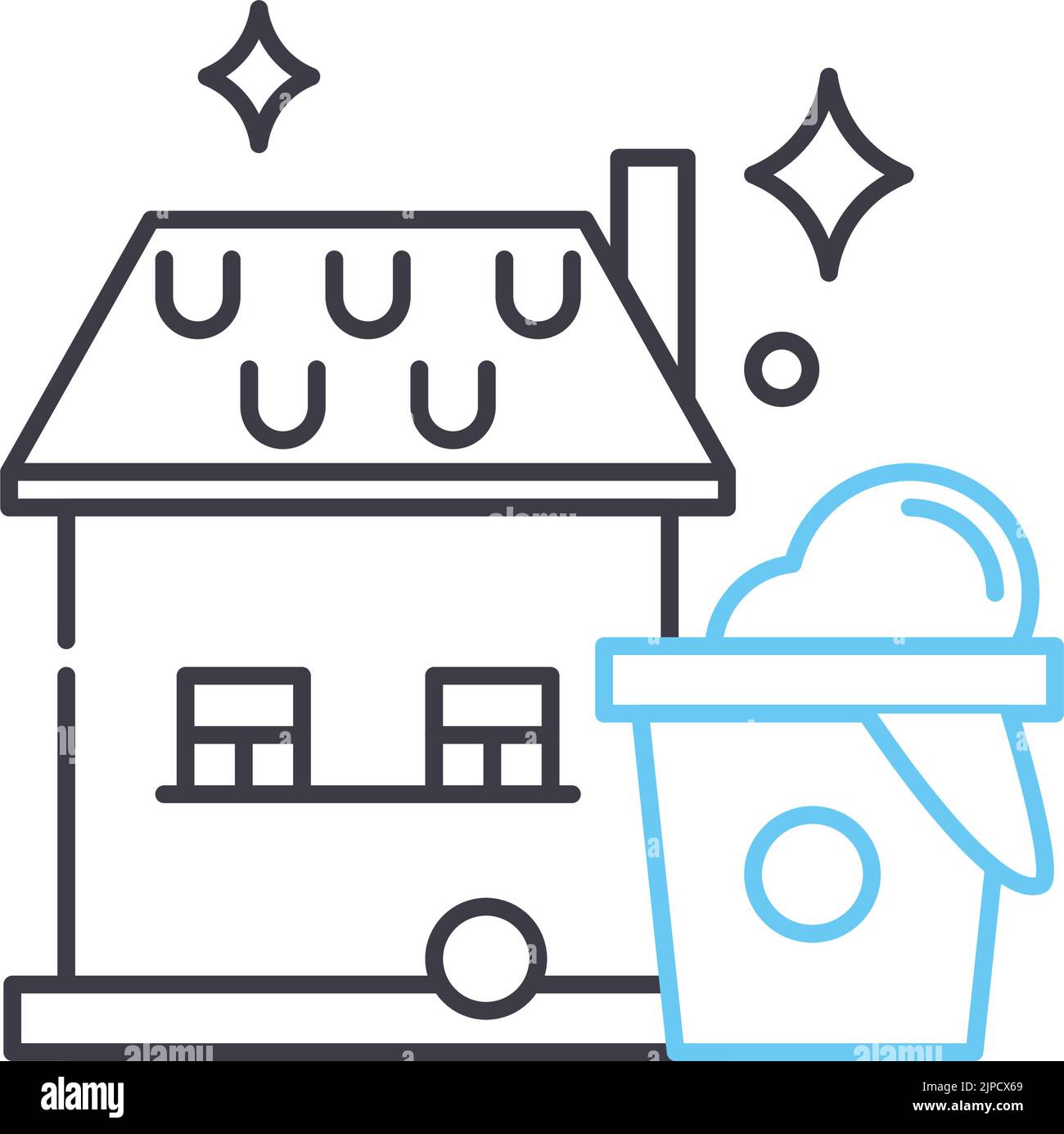 house cleaning line icon, outline symbol, vector illustration, concept ...