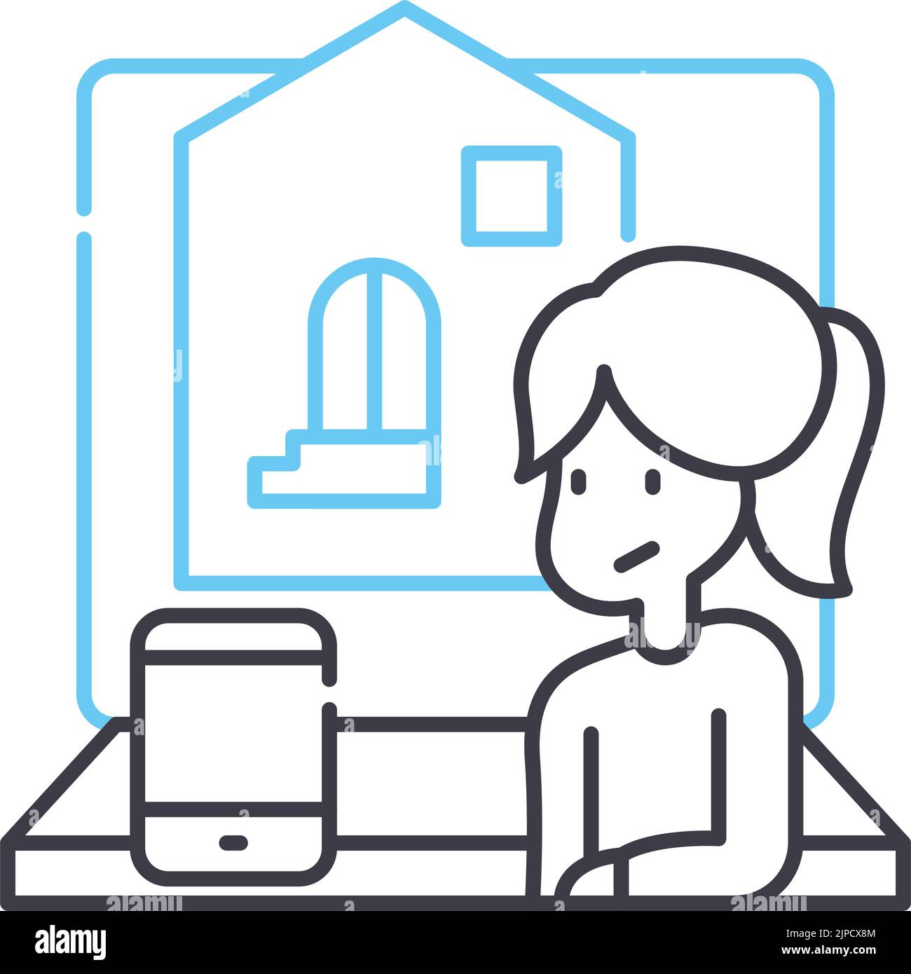 wear a protective visor line icon, outline symbol, vector illustration ...