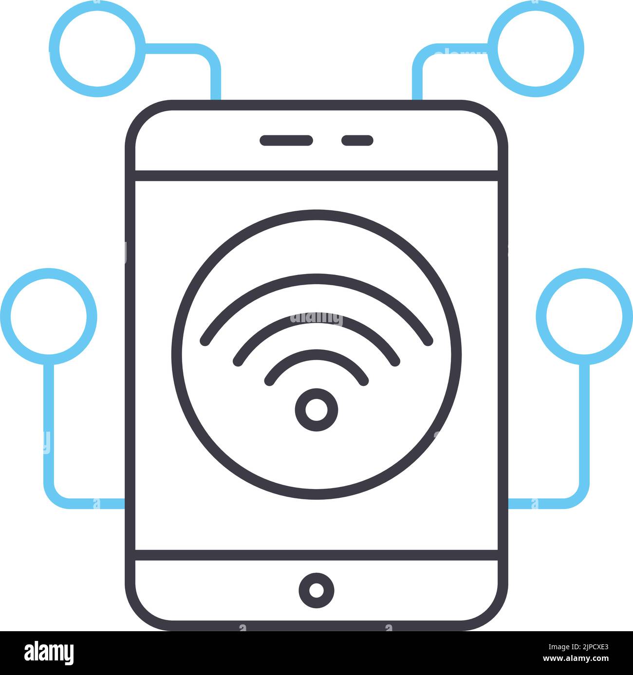 social network line icon, outline symbol, vector illustration, concept ...
