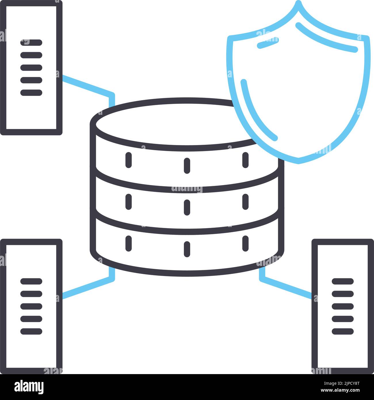 Protection Shield Data Line Icon Outline Symbol Vector Illustration