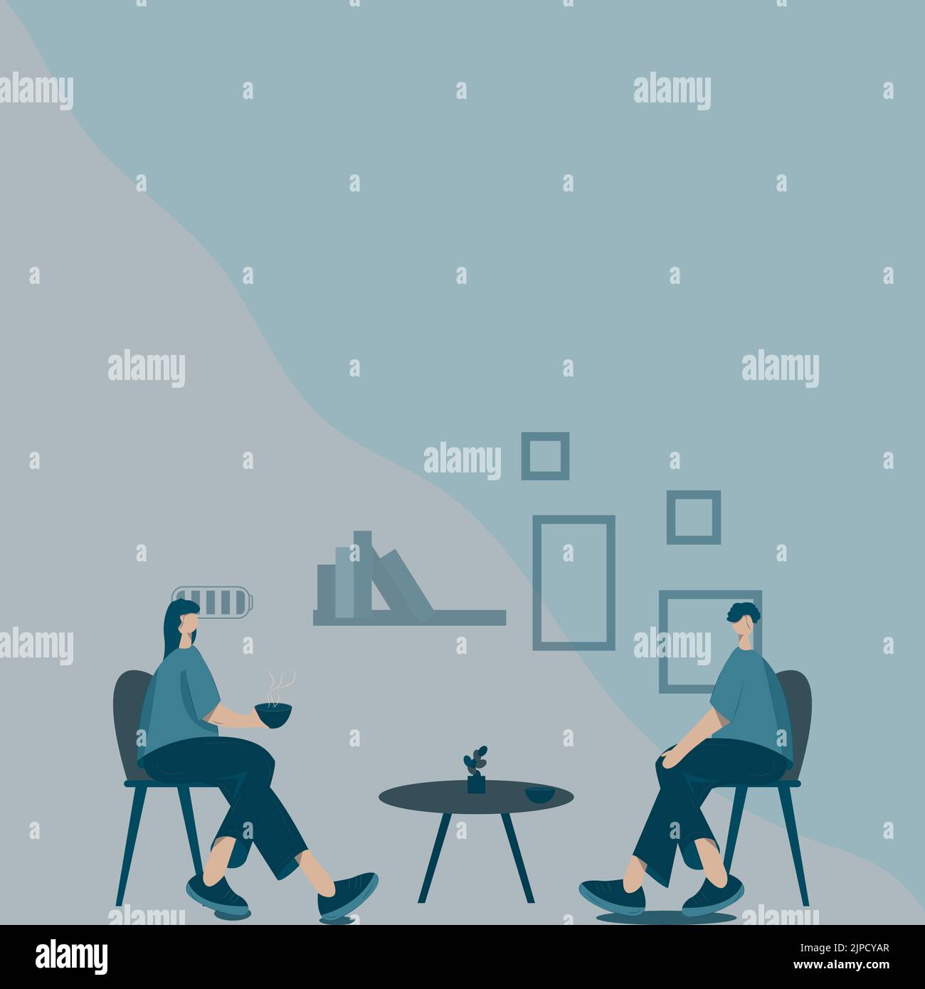 Two Colleagues Illustration Having Relaxed Conversations Stock Vector ...
