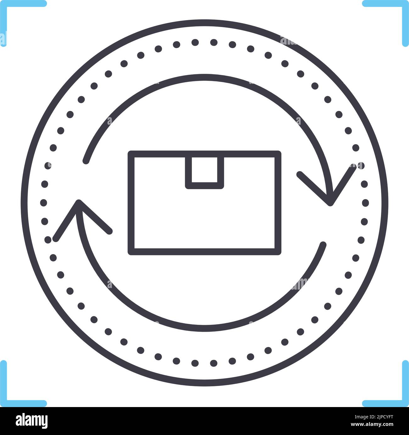 Focused Factory Production Line Icon Outline Symbol Vector Illustration Concept Sign Stock