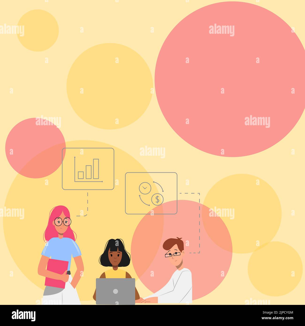 Three Collagues Illustration Practicing Hand Crafts Together Stock ...