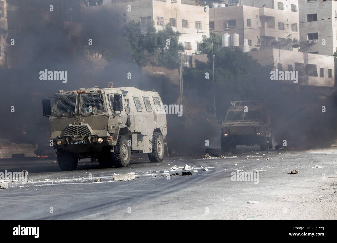 Military vehicles of the Israeli army storm Balata refugee camp in the ...