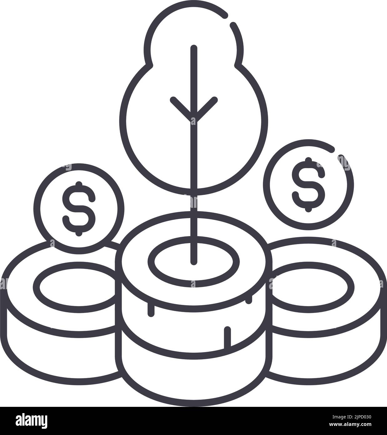 growth investing line icon, outline symbol, vector illustration ...