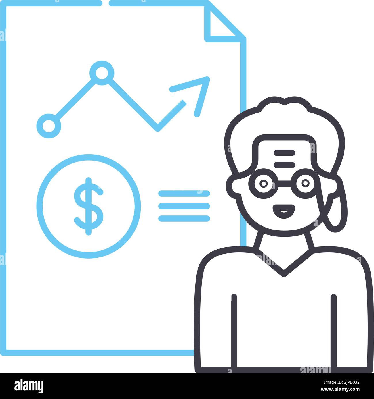 retirement planning line icon, outline symbol, vector illustration ...