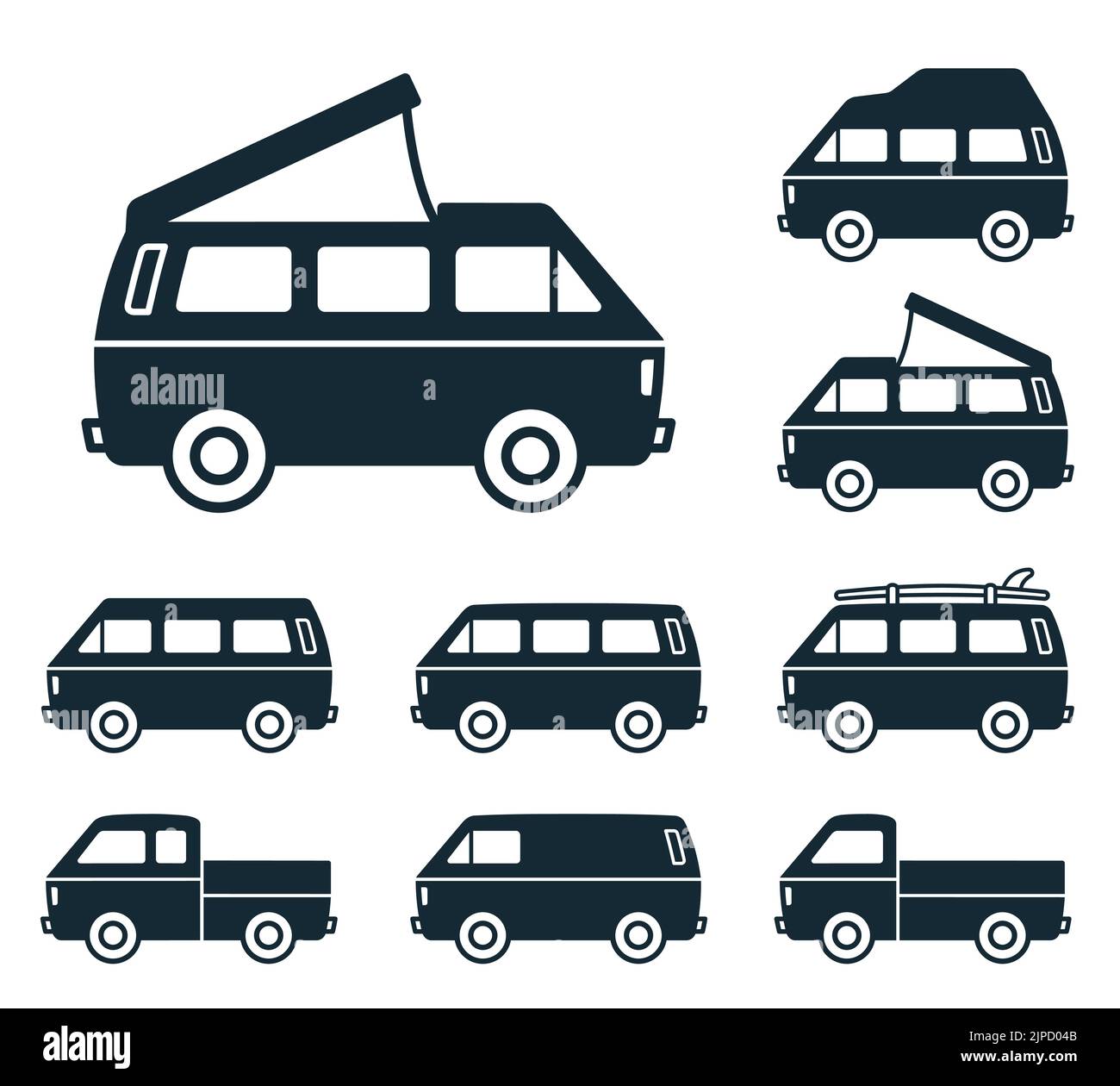 Retro travel van. Surfer van. Vintagepickup truck. Old classic camper ...