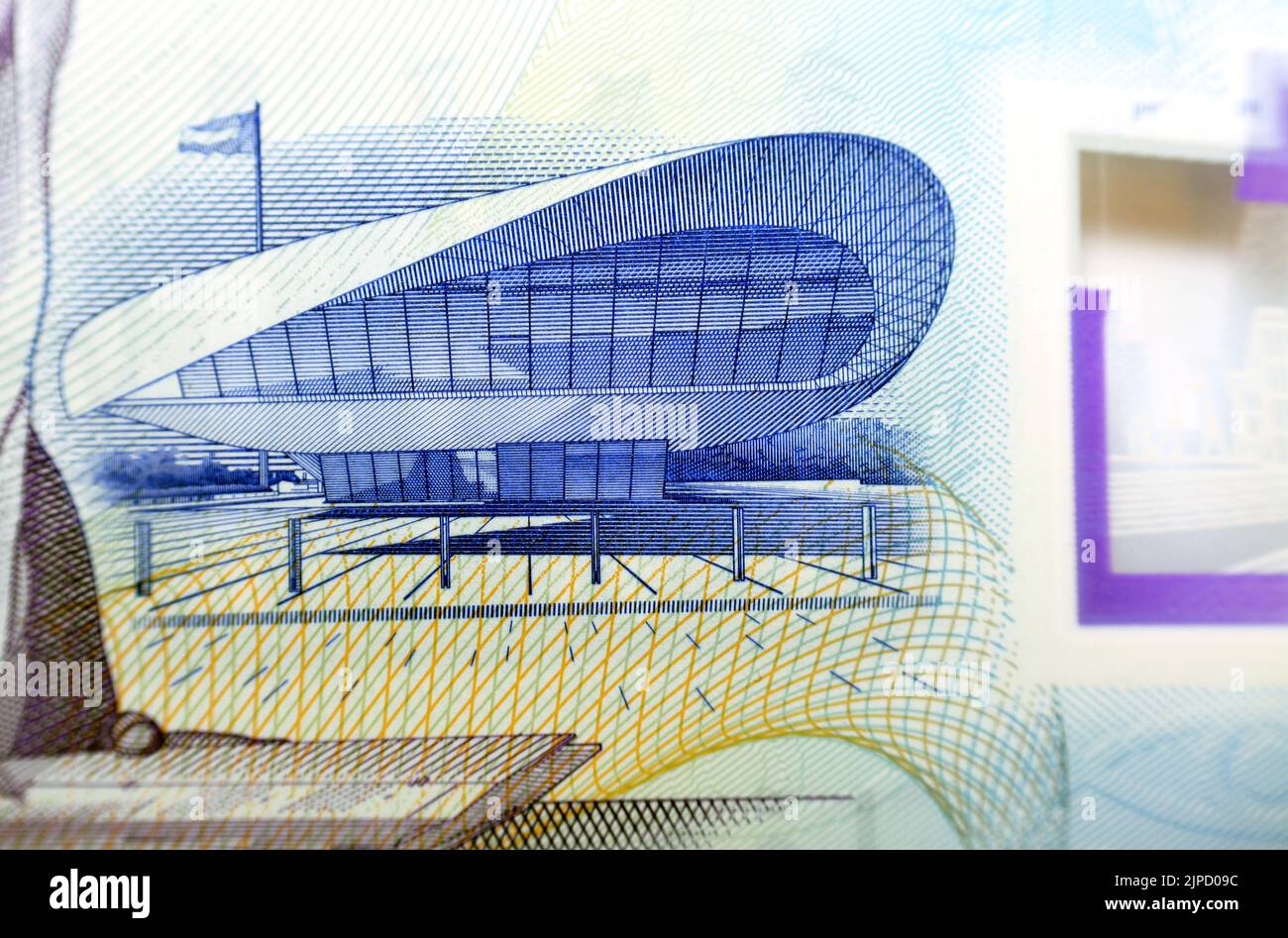 Etihad (Union) museum in Dubai from the reverse side of the new polymer ...