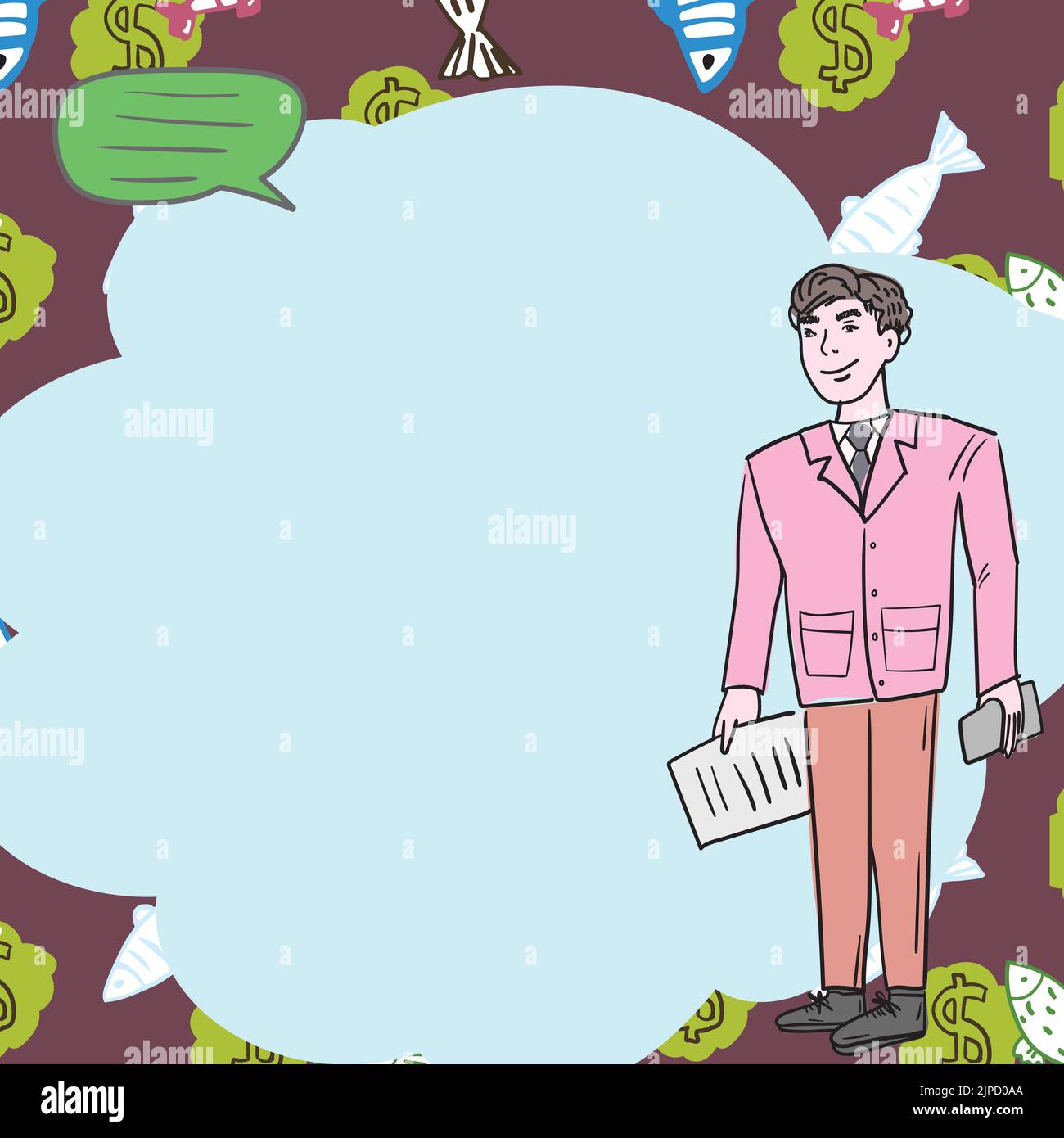 Executive In Uniform Holding Phone And Checktable Text Space Background ...