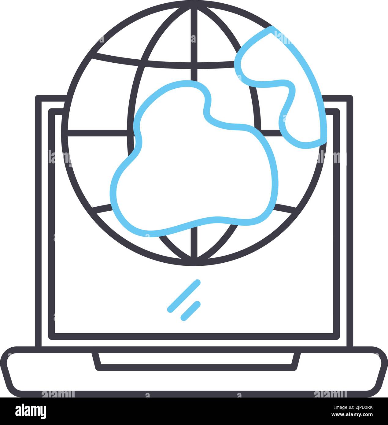 global connection line icon, outline symbol, vector illustration ...