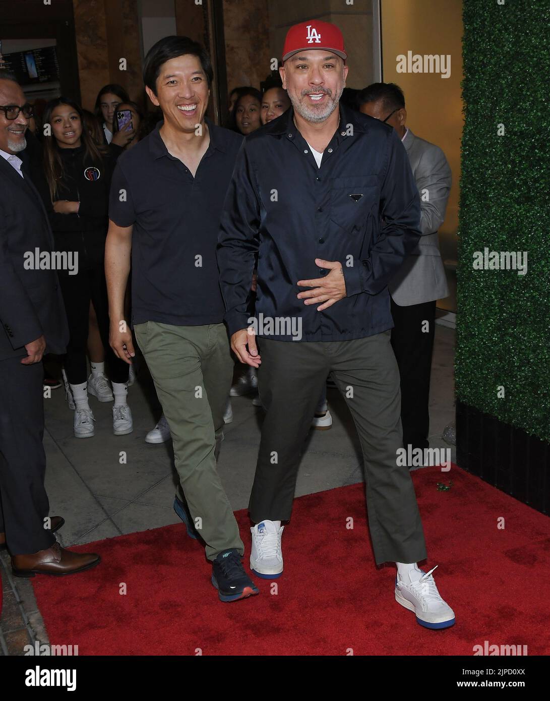 Glendale, CA, August 16, 2022. (L-R) Dan Lin and Jo Koy arrives at the ...