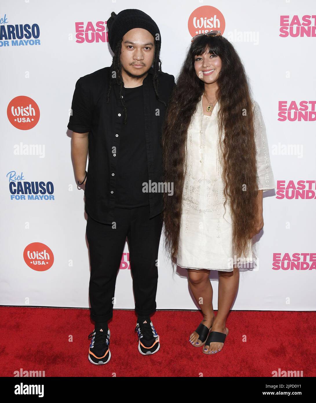 Glendale, CA, August 16, 2022. (L-R) Gene Bautista and Angie King at ...
