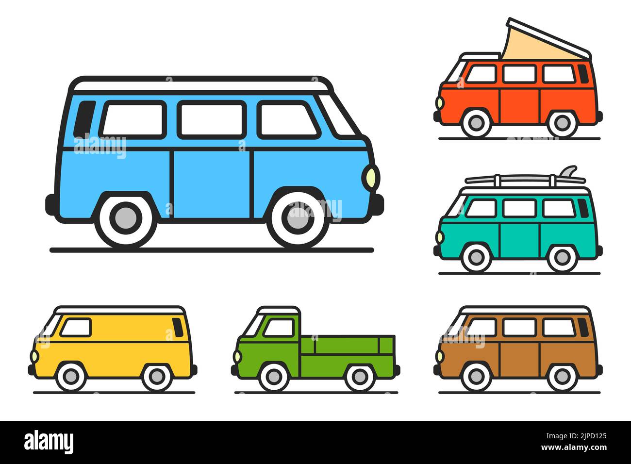 Retro travel van. Surfer van. Vintage travel car. Old classic camper ...