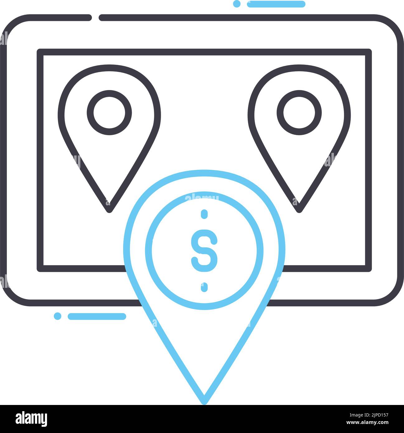 Money Place Mark Line Icon Outline Symbol Vector Illustration