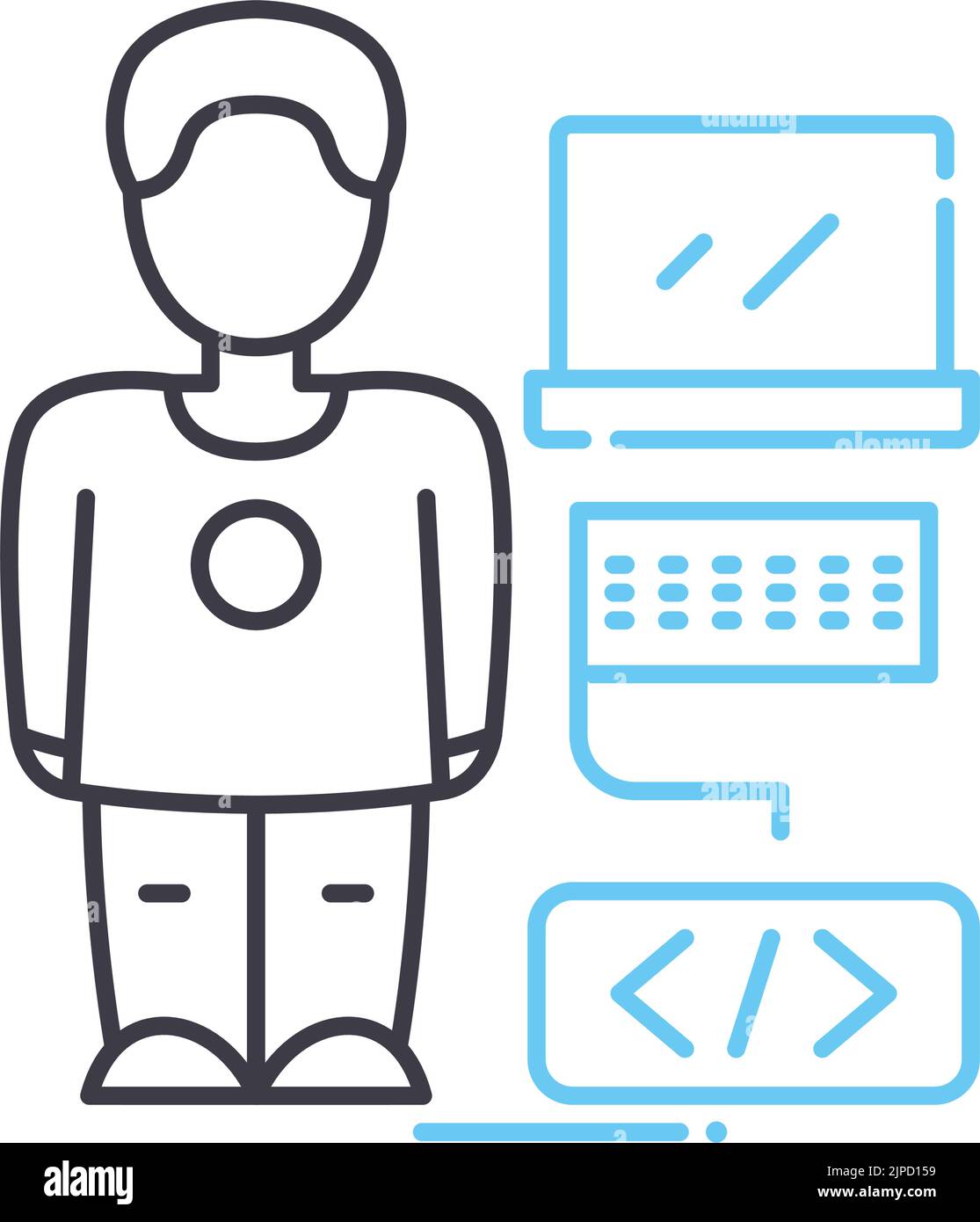 software developer line icon, outline symbol, vector illustration ... software developer line icon, outline symbol, vector illustration ...