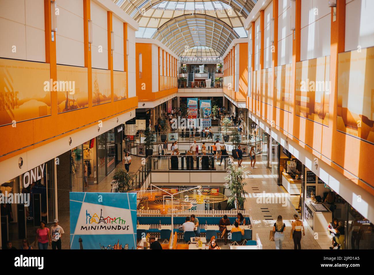 An interior of a crowded shopping center in Klagenfurt, Austria Stock ...