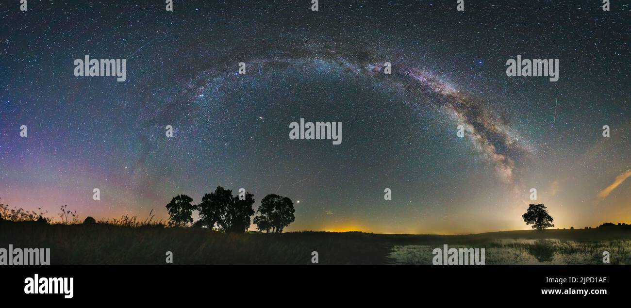 Panorama view of milky way in the night sky, deep starry sky with Milky ...