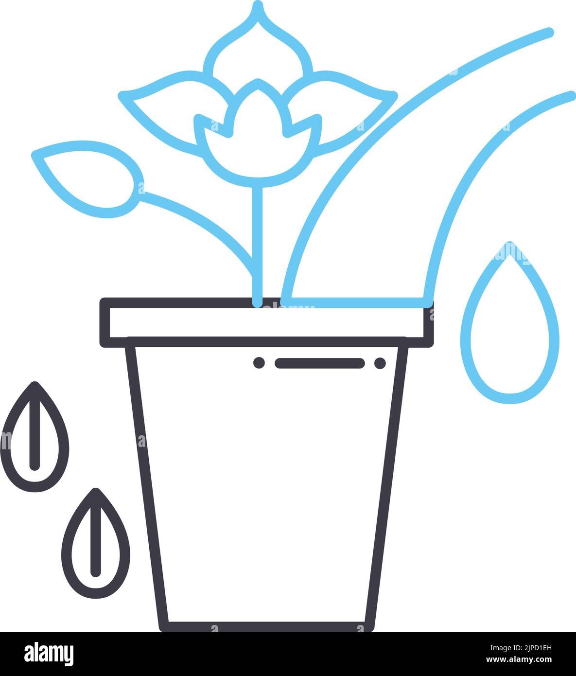 flower growing line icon, outline symbol, vector illustration, concept ...