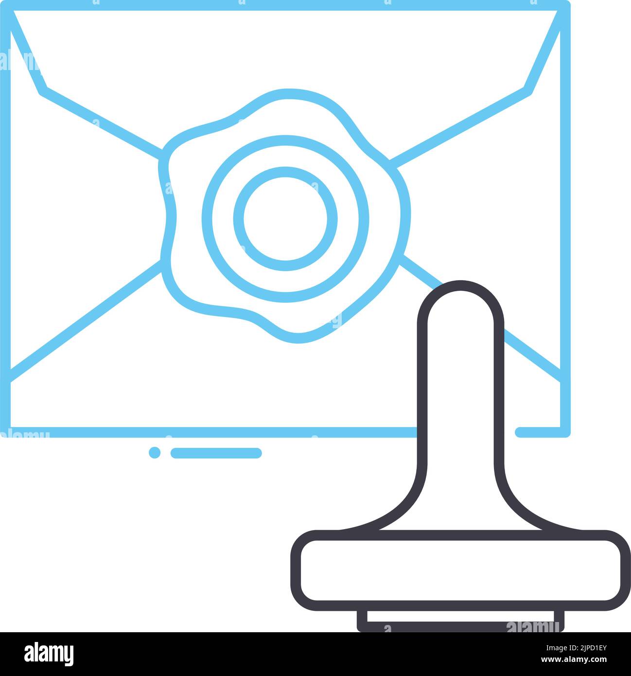 letter seal stamp line icon, outline symbol, vector illustration ...
