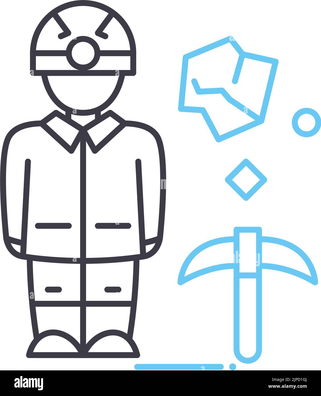 miner line icon, outline symbol, vector illustration, concept sign ...