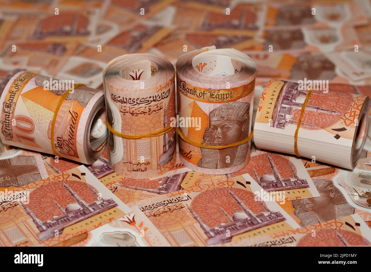 Egypt money rolls of new first Egyptian 10 LE EGP ten pounds plastic ...
