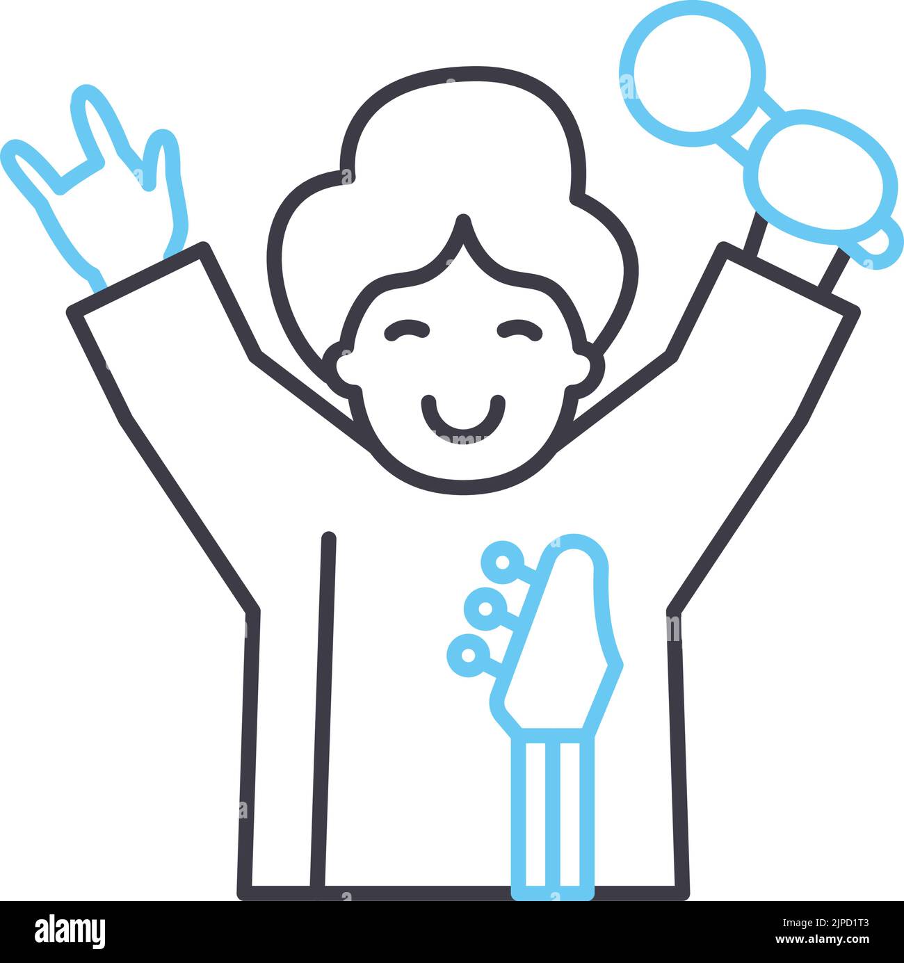 singer line icon, outline symbol, vector illustration, concept sign ...