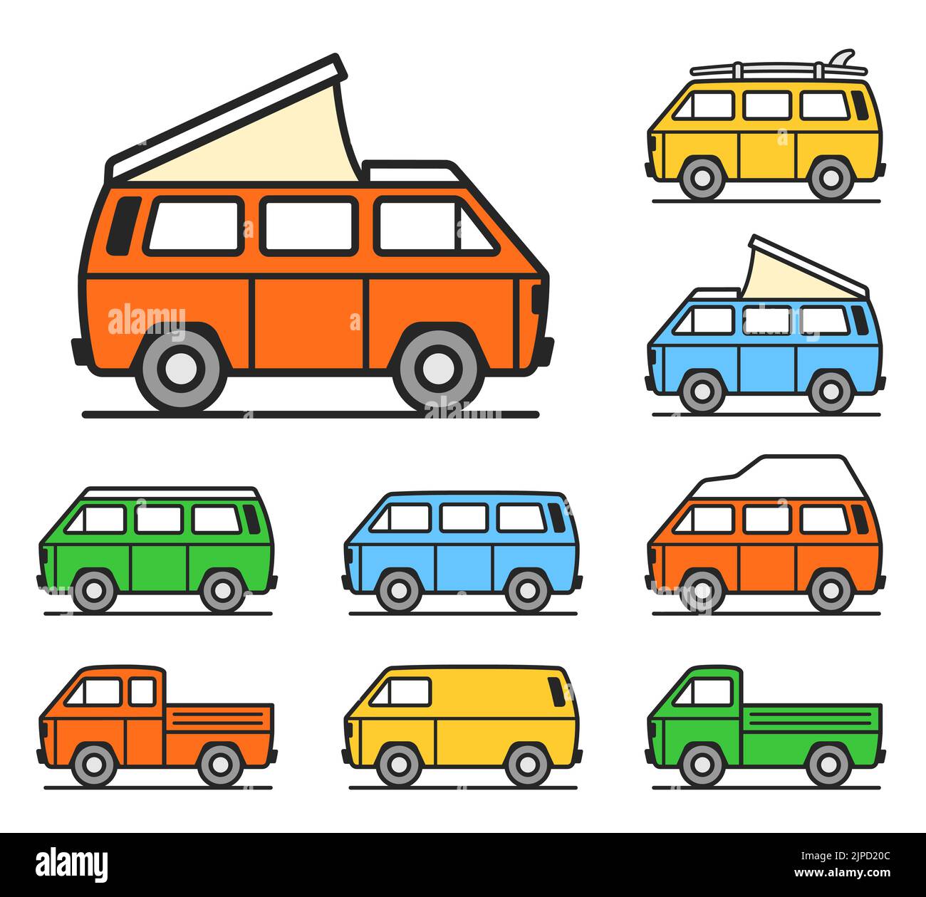 Retro travel van. Surfer van. Vintage travel car. Old classic camper ...