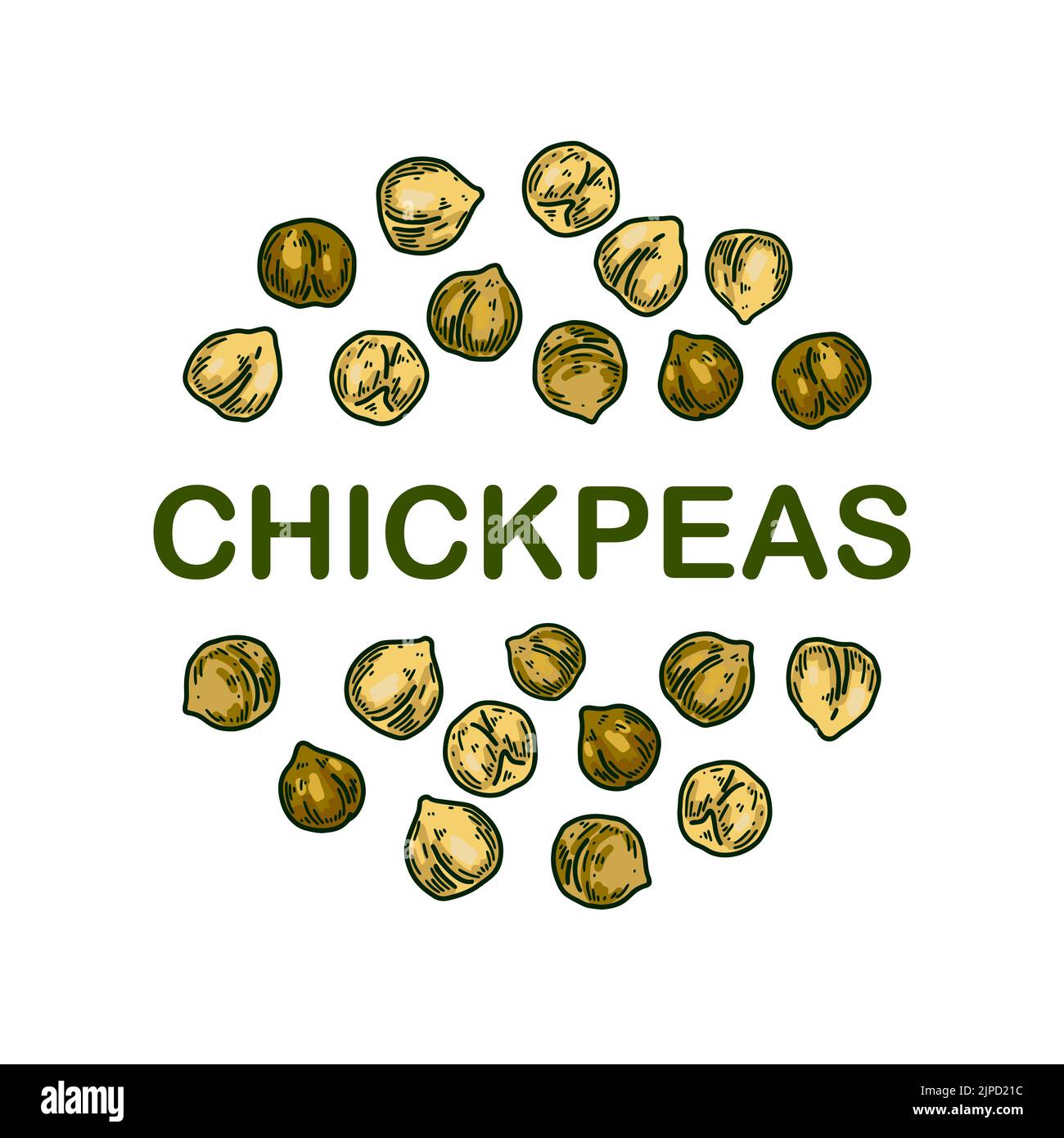 Colorful chickpeas design. Hand drawn illustration in colored sketch ...