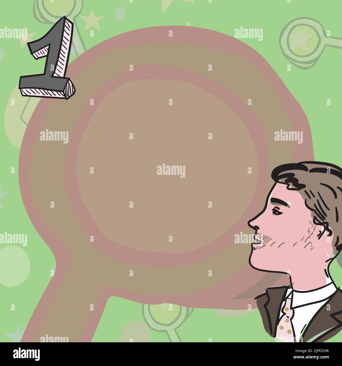 Man Looking At 1 Number Brainstorming New Solutions Stock Vector Image ...