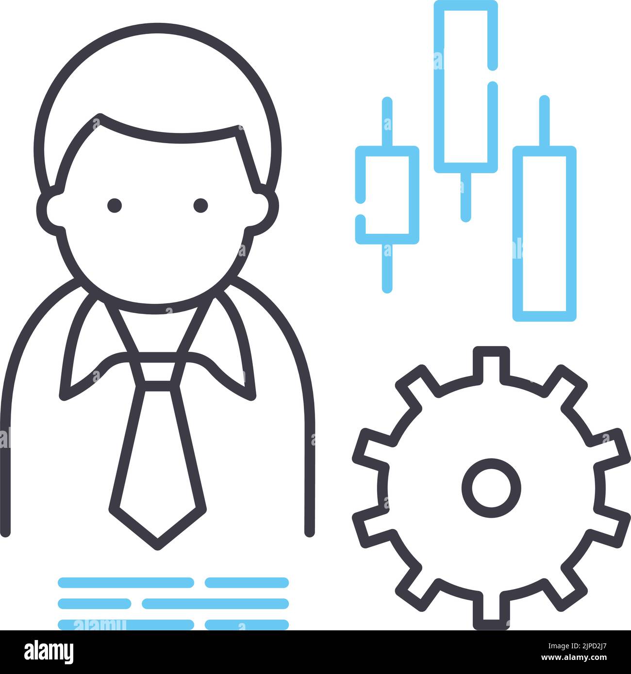 fund manager line icon, outline symbol, vector illustration, concept ...