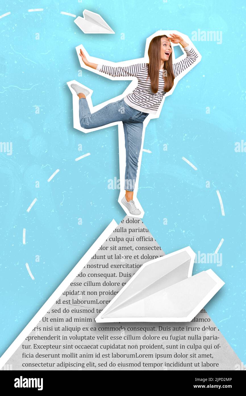 Creative abstract template graphics image of happy smiling lady ...