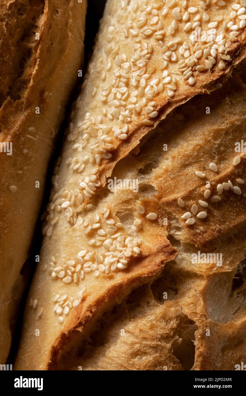 Close up of french crusty baguette, bread bakery themes Stock Photo - Alamy