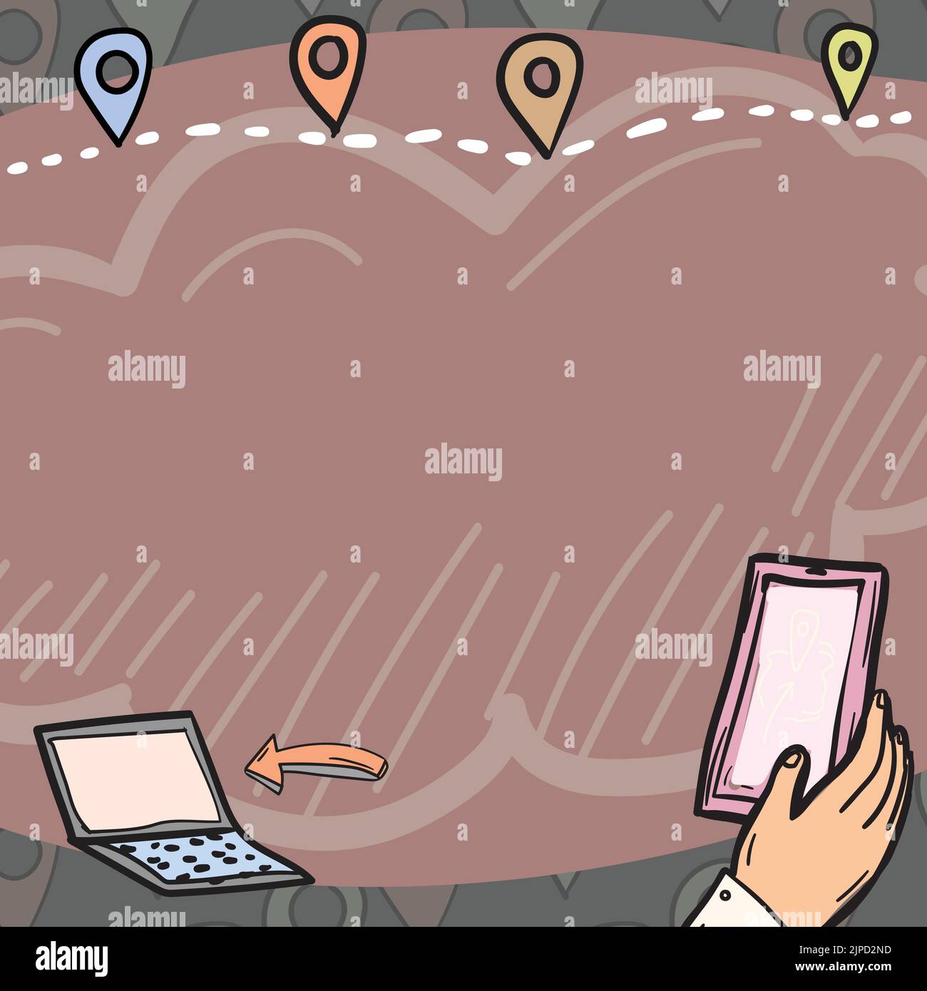 Hand Holding Smartphone Displaying Graphical Location Navigation Pin ...