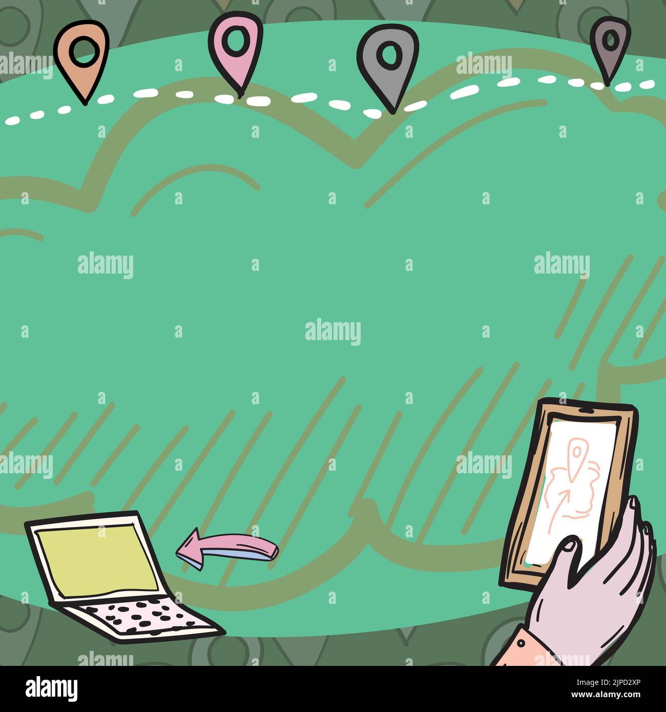 Hand Holding Smartphone Displaying Graphical Location Navigation Pin ...