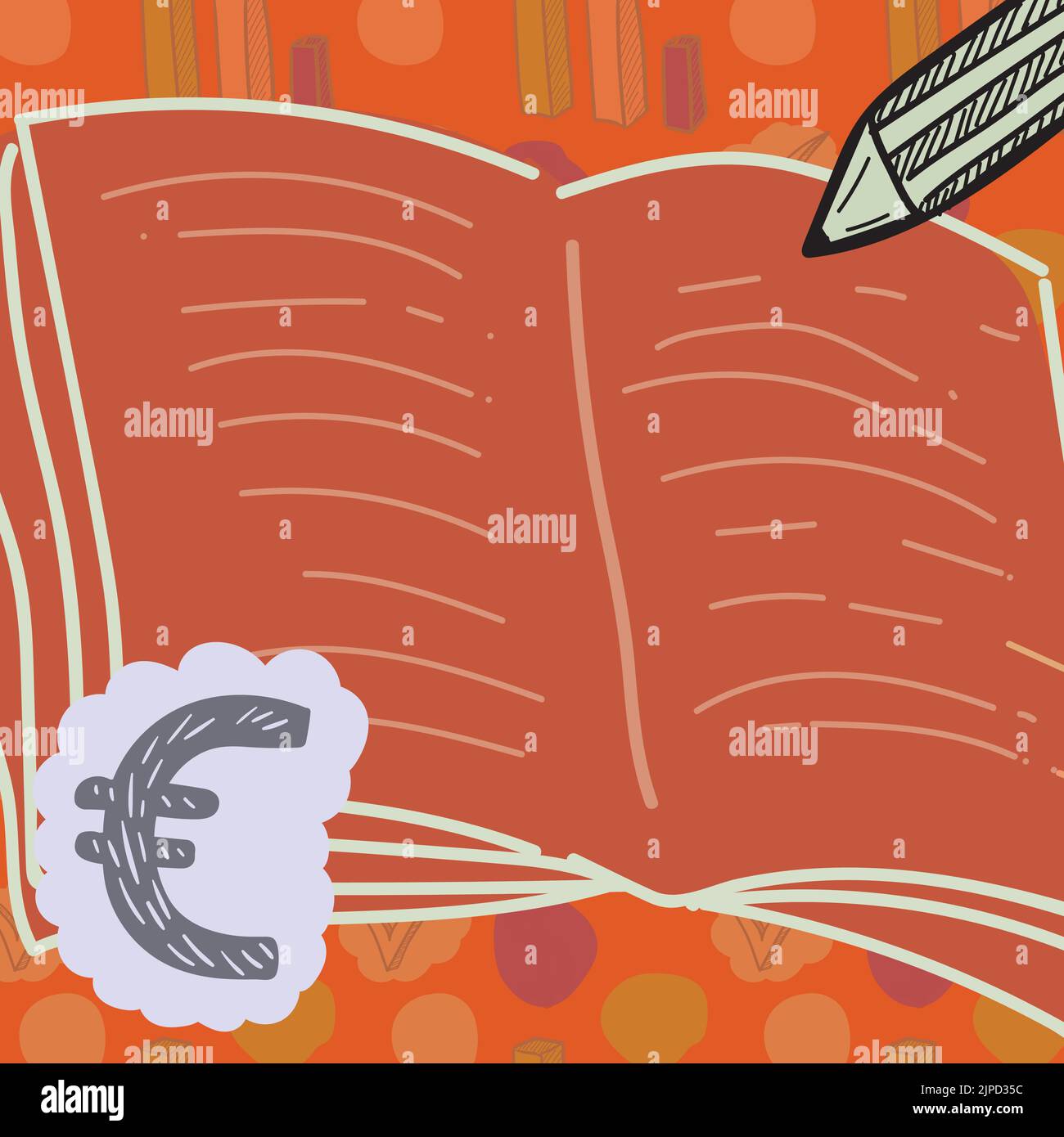 Open Book With Pencil Writing On Blank Sheets With Currency Signs Stock ...