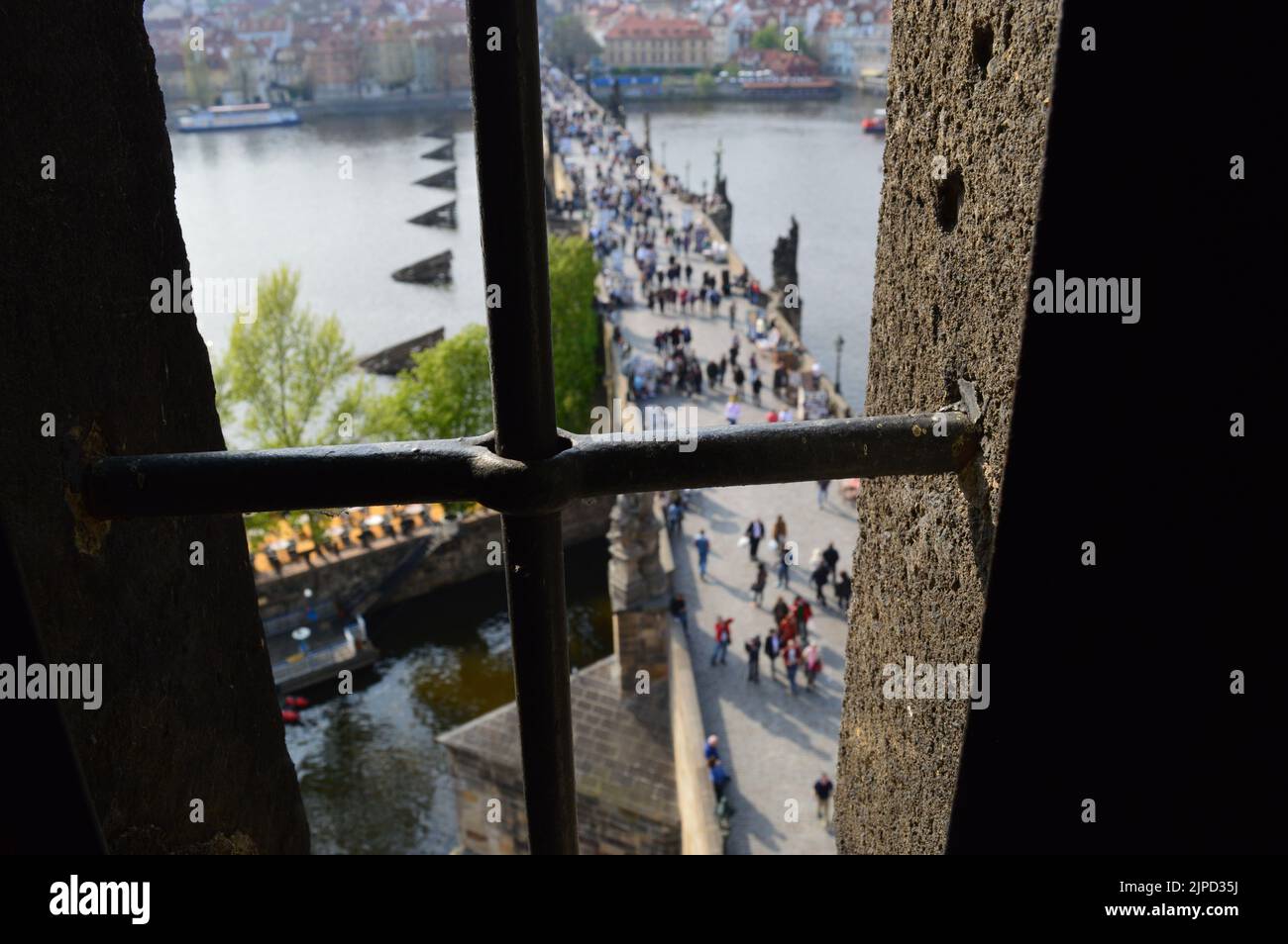 Bridge view from a tower window trough bars Stock Photo - Alamy